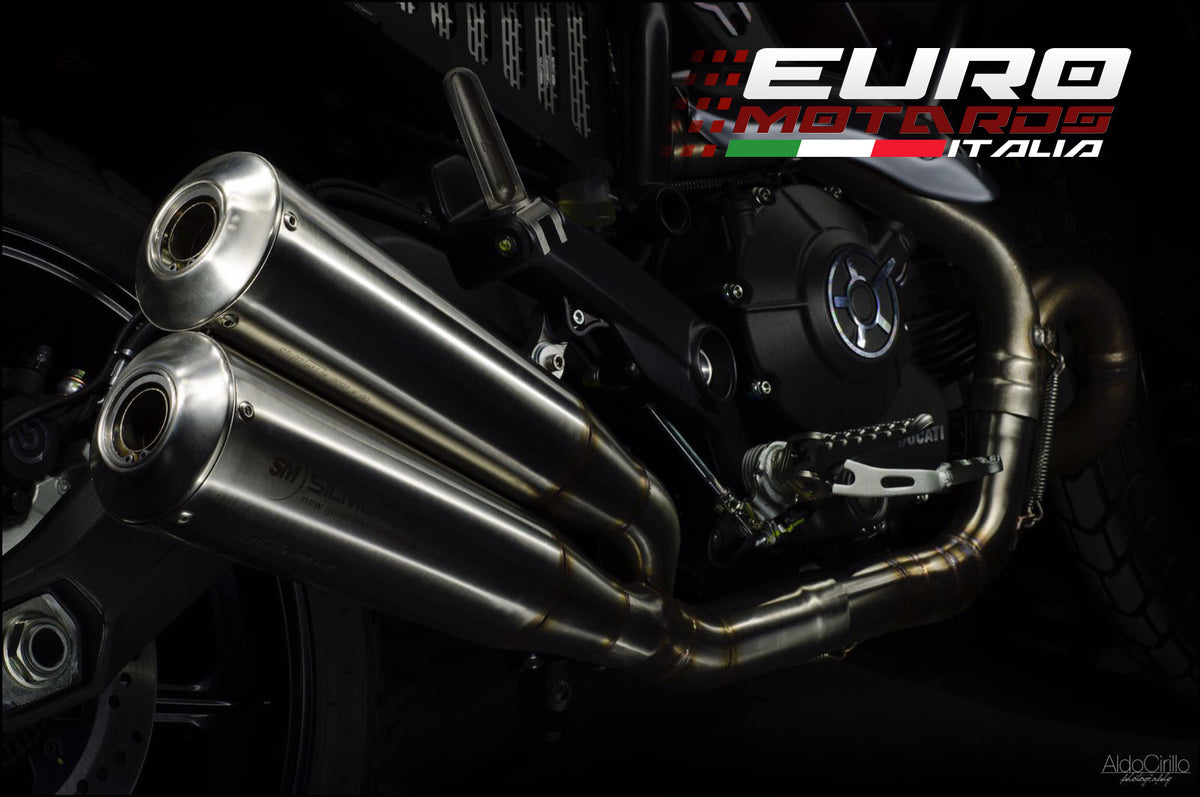 Ducati Scrambler 800 Silmotor Exhaust Slipon Silencers Double Megaphon ...