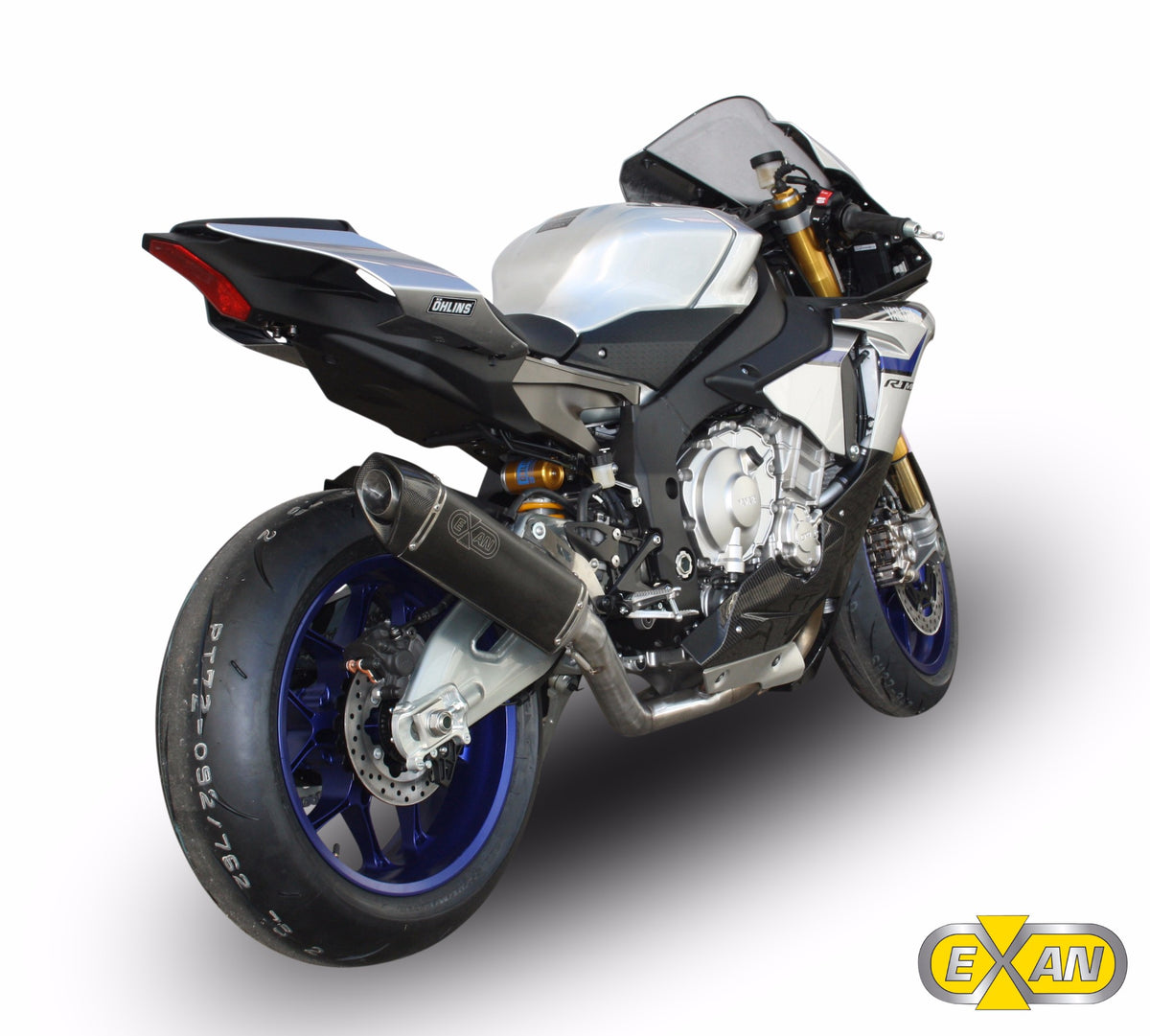 Yamaha R1 R1M 2015-16 Exan Exhaust Silencer OVAL X-BLACK Ti/Carbon & D ...