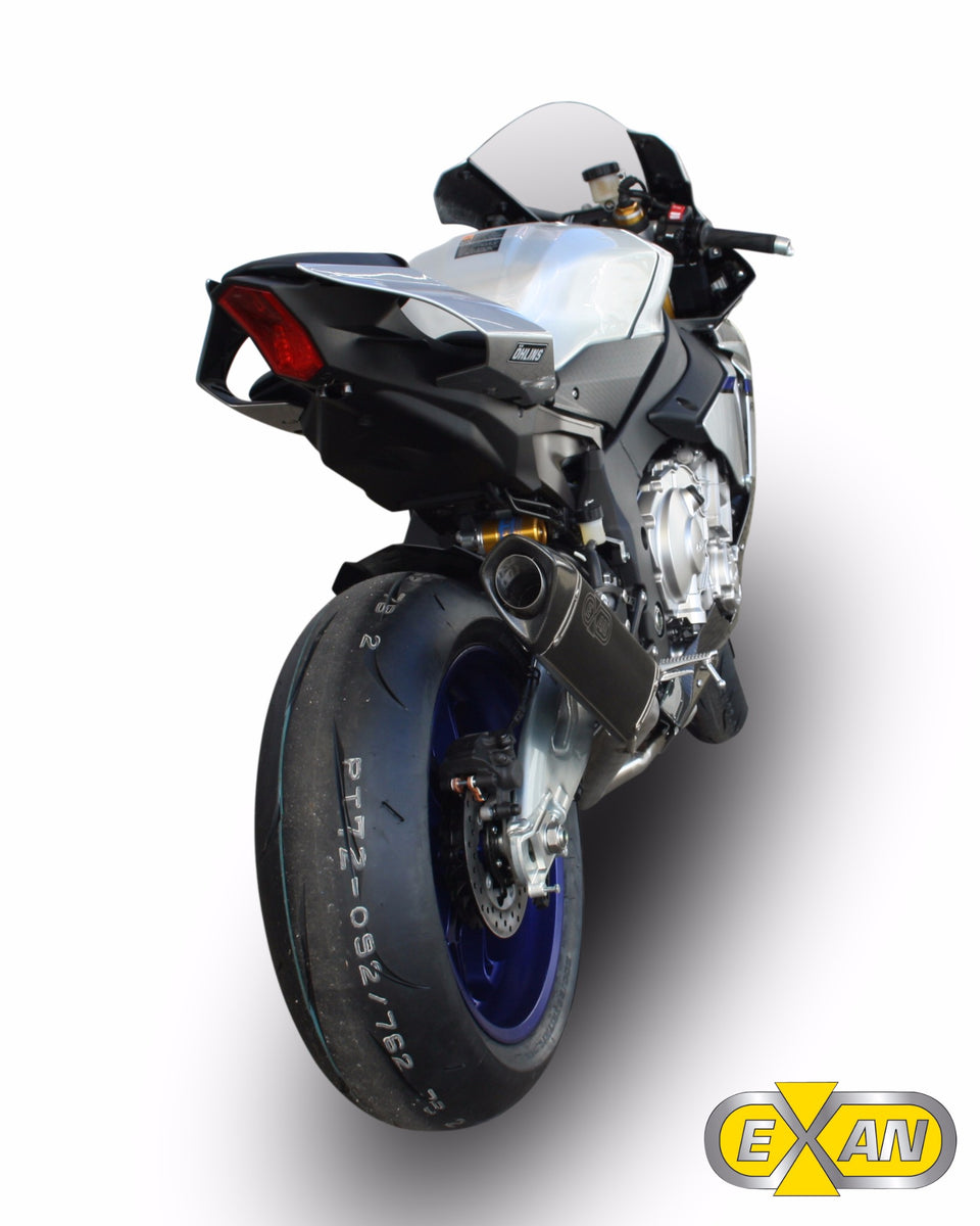 Yamaha R1 R1M 2015-16 Exan Exhaust Silencer OVAL X-BLACK Ti/Carbon & D ...